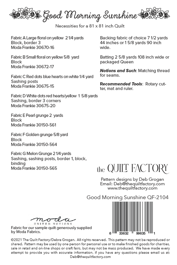 Downloadable Good Morning Sunshine Quilt Pattern – The Quilt Factory