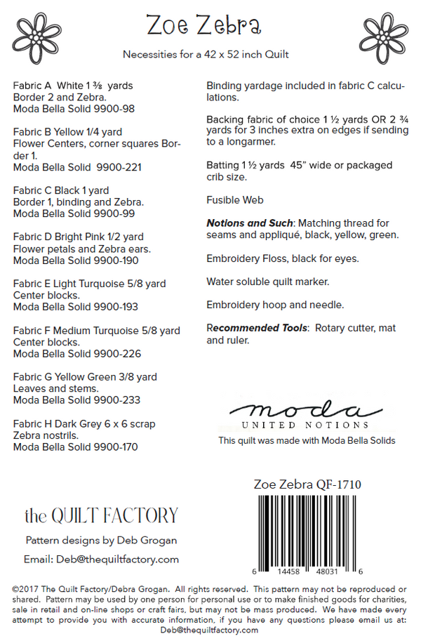 Downloadable Zoe Zebra Quilt Pattern – The Quilt Factory